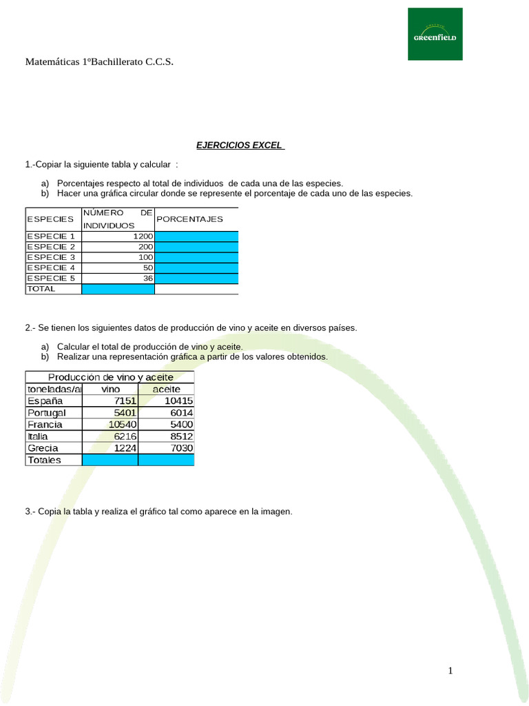 Ejercicios Excel | PDF | Ecuaciones | Algoritmos