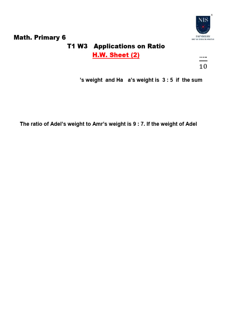 Primary 6 Ratio Problems | PDF