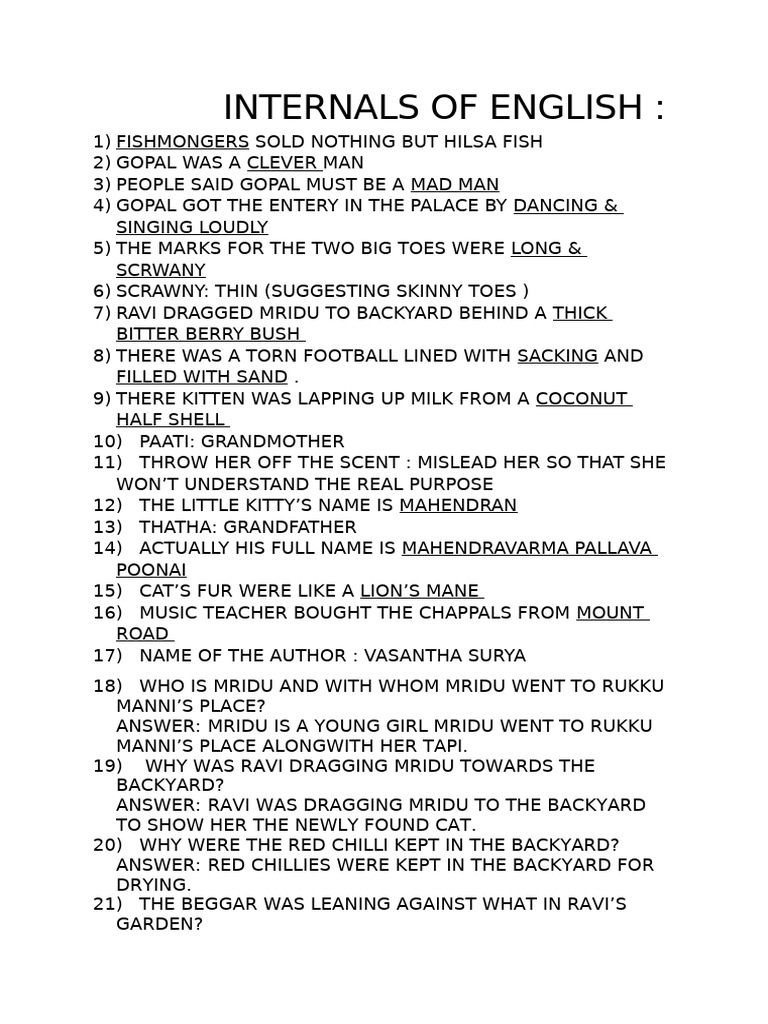 INTERNALS OF ENGLISH | PDF