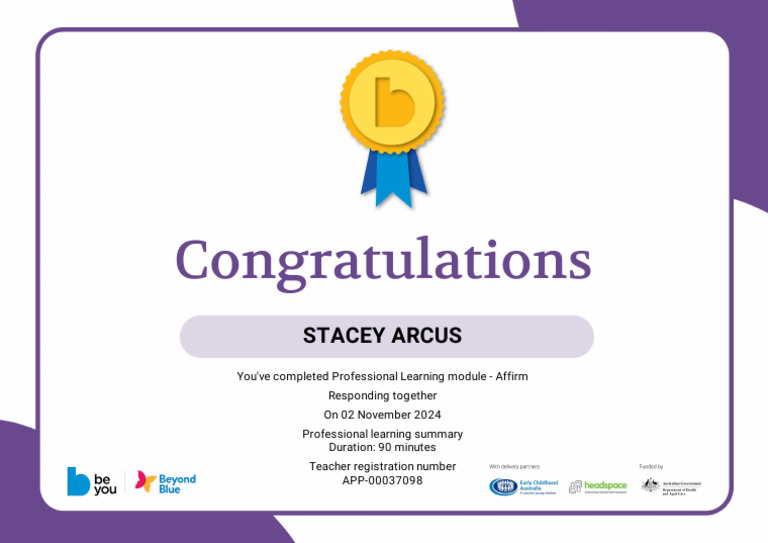 Professional Learning Module - Affirm - Certificate | PDF