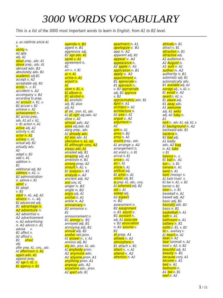 Vocabulary_3000 (ASSESSMENT) - Copia | PDF