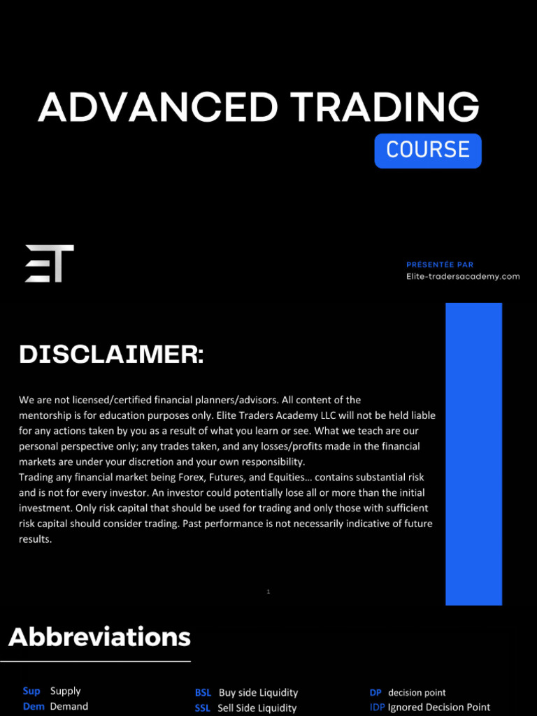 Advenced Trading Course | PDF | Order (Exchange) | Risk