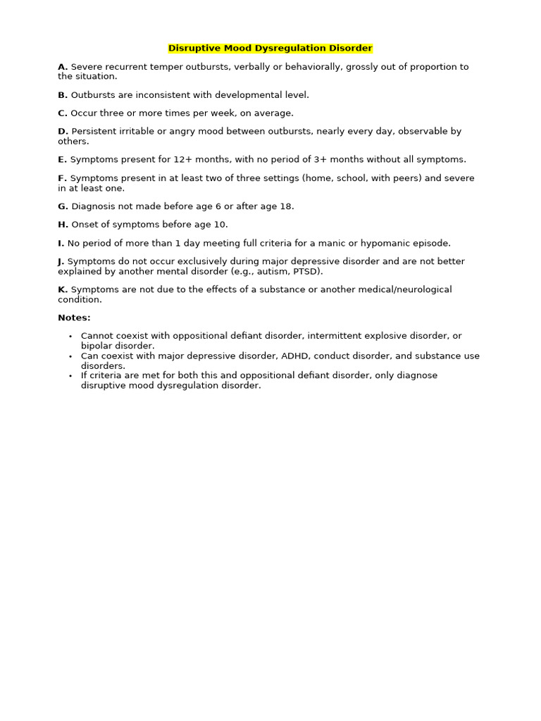 Disruptive Mood Dysregulation Disorder | PDF