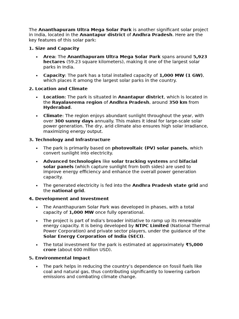 The Ananthapuram Ultra Mega Solar Park | PDF | Solar Power | Photovoltaics