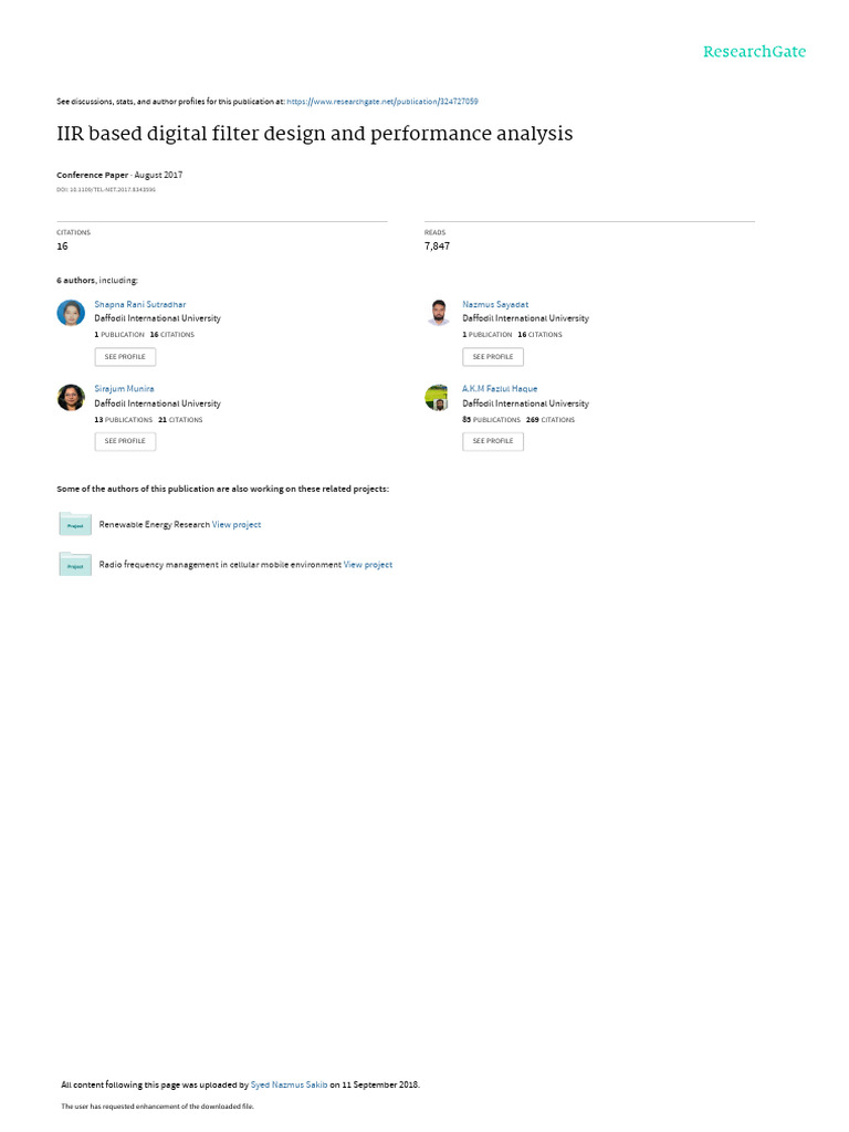 dsp paper project 1 matlab | PDF | Filter (Signal Processing) | Low Pass Filter