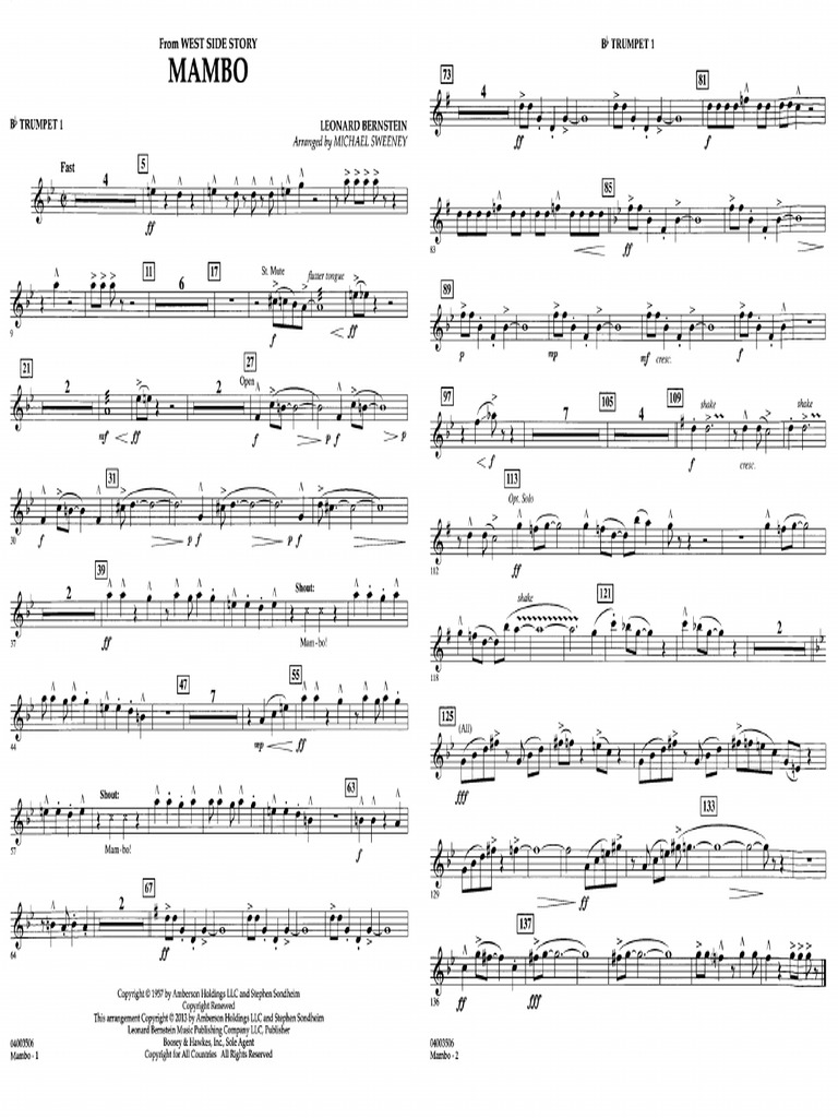 MAMBO WEST SIDE STORY - Trompeta | PDF