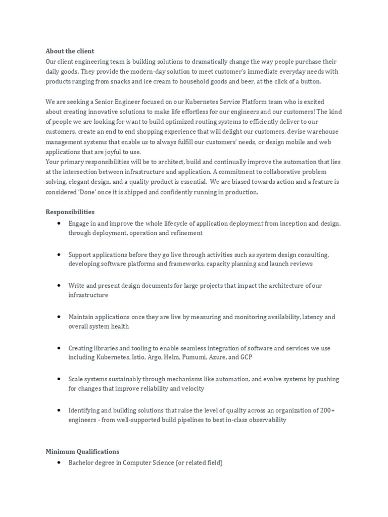 JOB-36294 - Senior Cloud Software Engineer | PDF | Cloud Computing | Load Balancing (Computing)