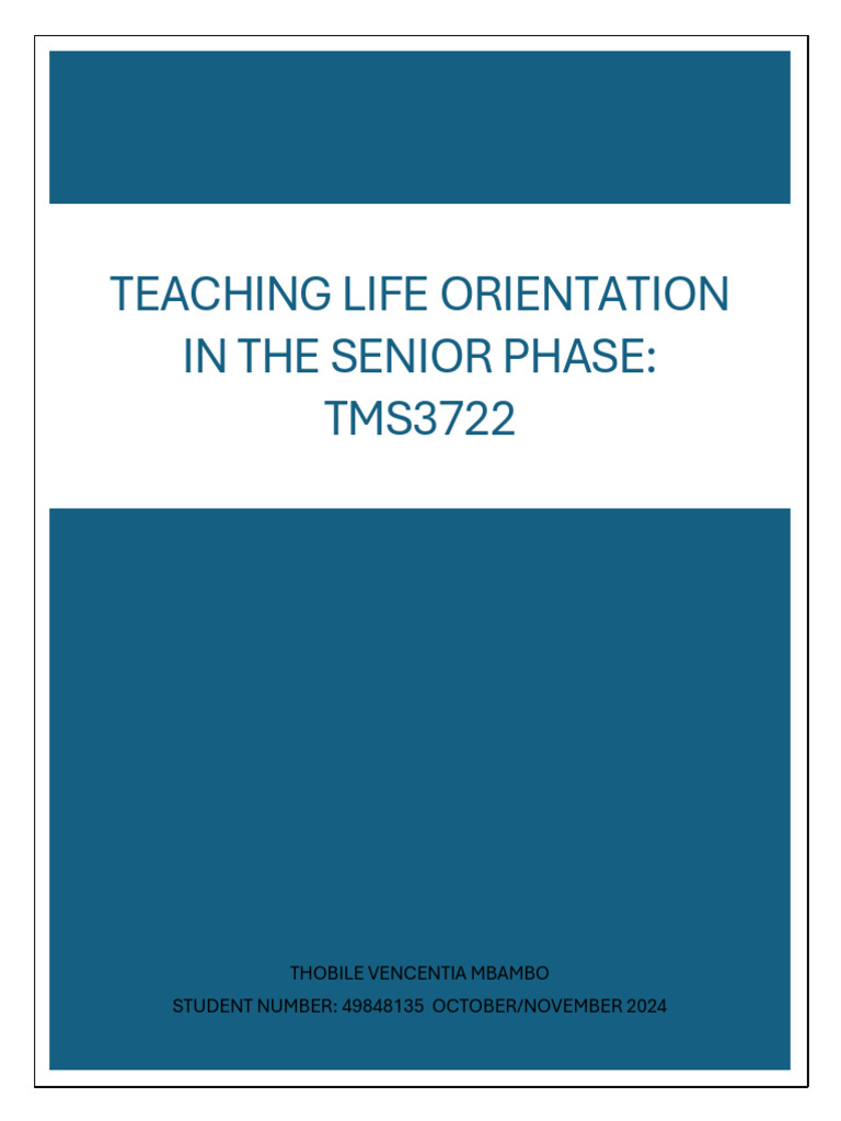 Thobile TMS3722 Octobernovember Exam 2024 | PDF | Learning | Teachers