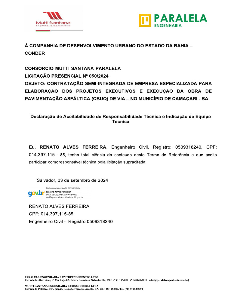 RENATO ALVES TERMO DE CONTRATACAO E ANUENCIA Assinado Assinado | PDF