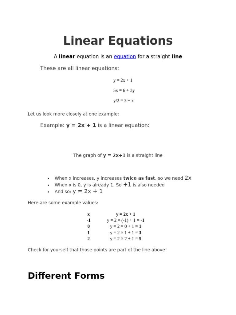 Review of Linear Equations | PDF | Equations | Algebra