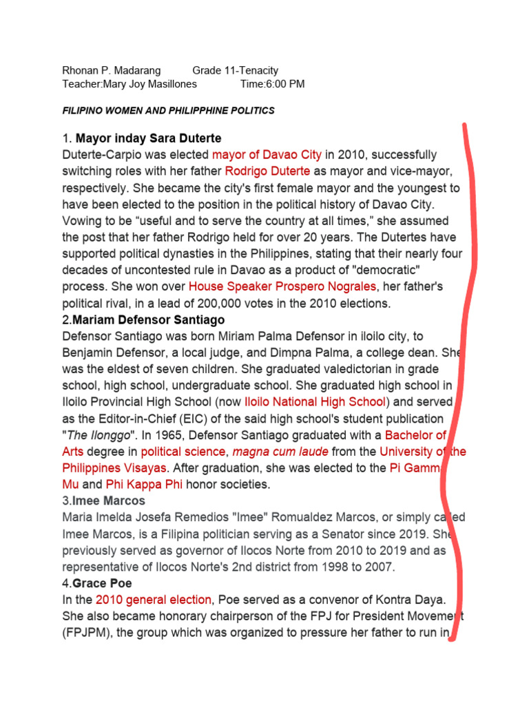 Edited - Inst - Rhonan Madarang, Politicians | PDF | Philippines