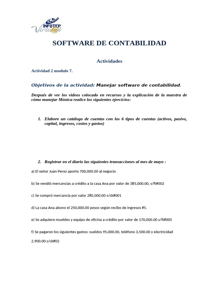 Actividad 2: Manejo de Software Contable | PDF