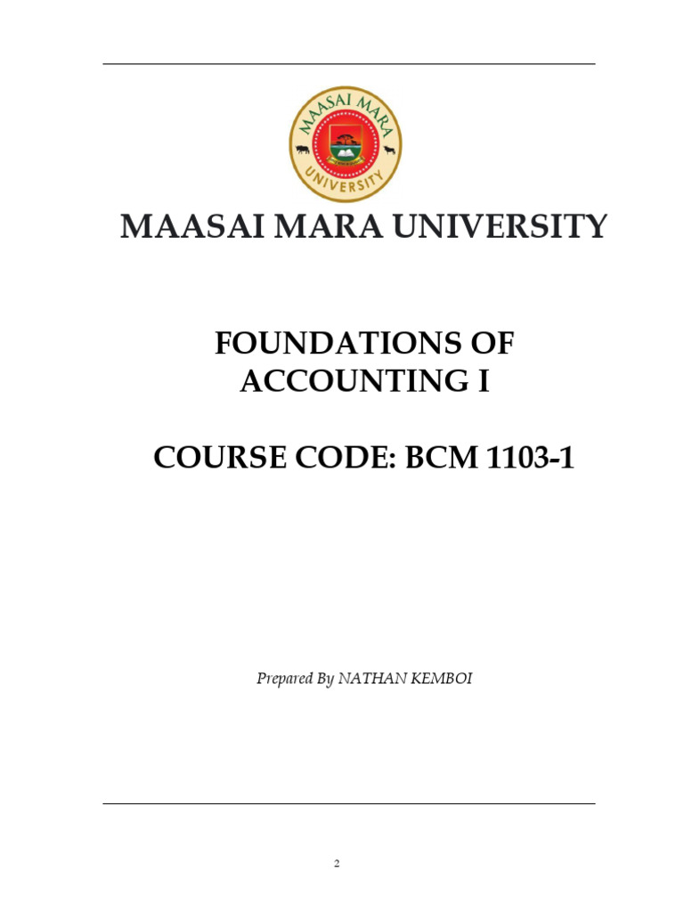 BCM 1103 Foundations of Accounting 1 - 230121 - 210343 | PDF | Debits ...