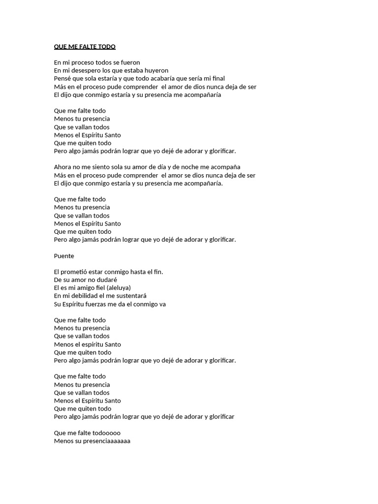 Que me falte todo | PDF
