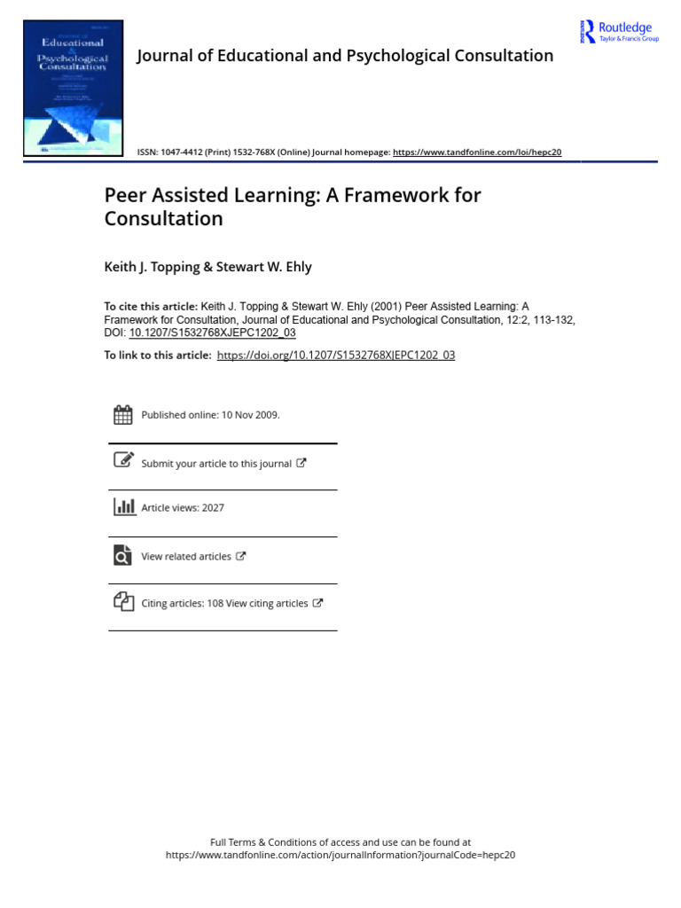 Peer Assisted Learning A Framework For Consultation | PDF | Educational ...