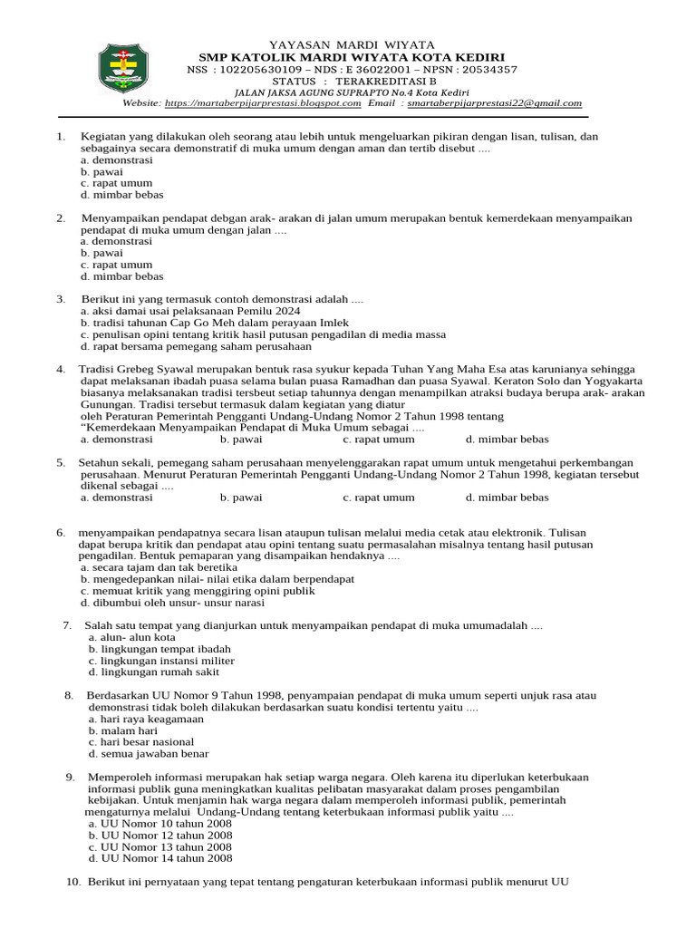 BNK Soal Pancasila 9 New | PDF