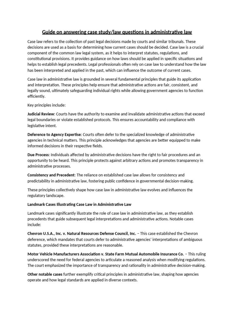Guide On Answering Case Study | PDF | Administrative Law | Case Law