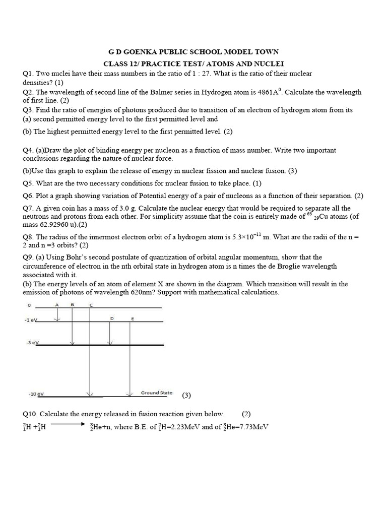 ATOMS, NUCLEI TEST (1) | PDF