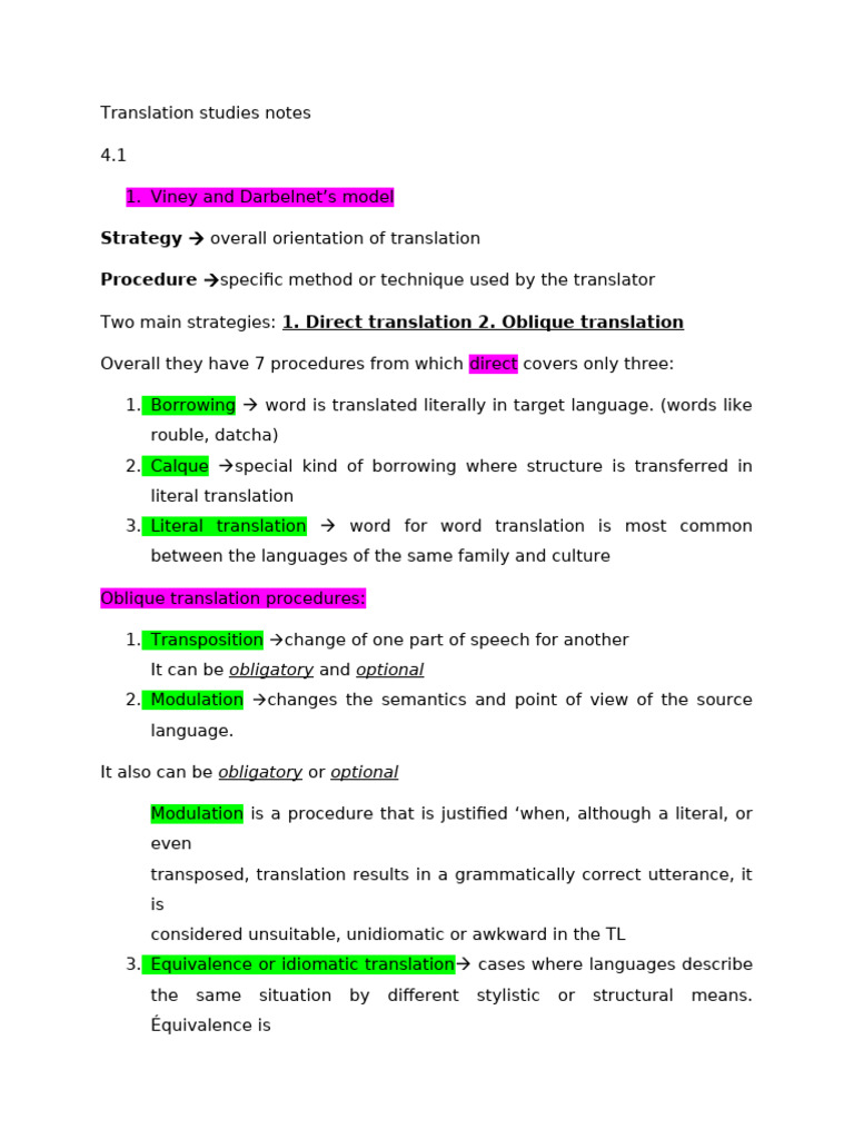 Translation Studies Notes | PDF | Translations | Idiom