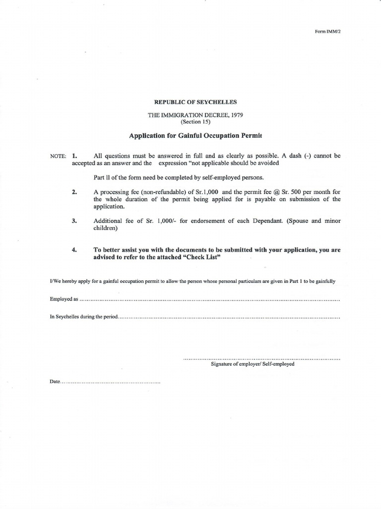 Gainful Occupation Permit (GOP) Application Form2 | PDF