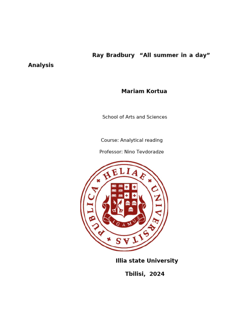 Analysis of "All Summer in a Day" | PDF | Narration | Planets
