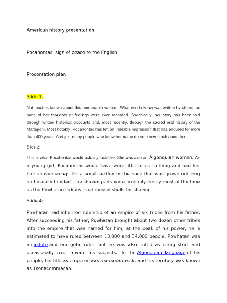 American History Presentation | PDF | Indigenous Peoples Of North America