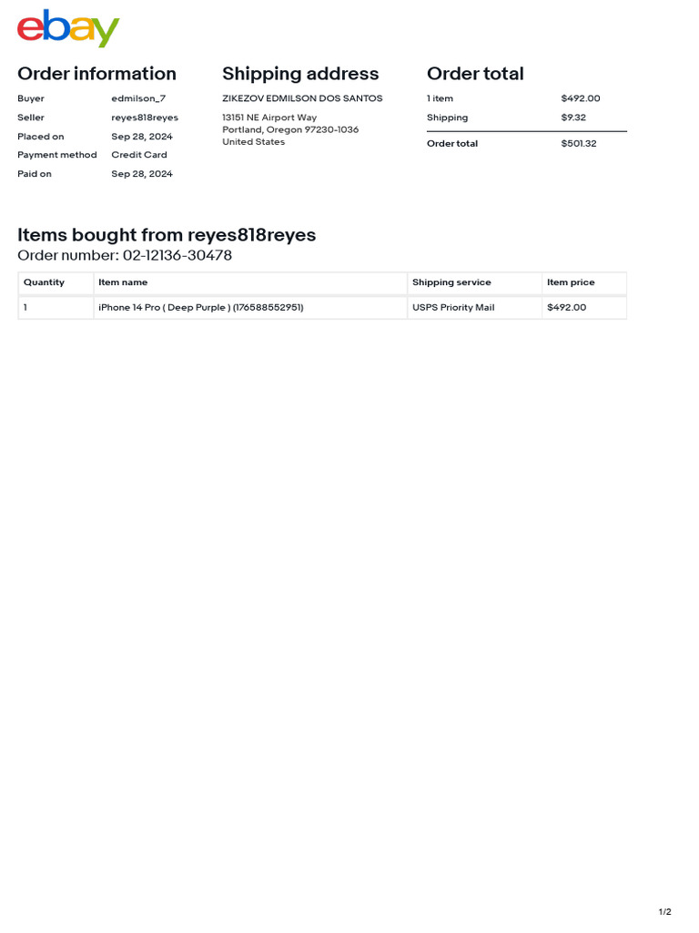 Order details _ eBay | PDF