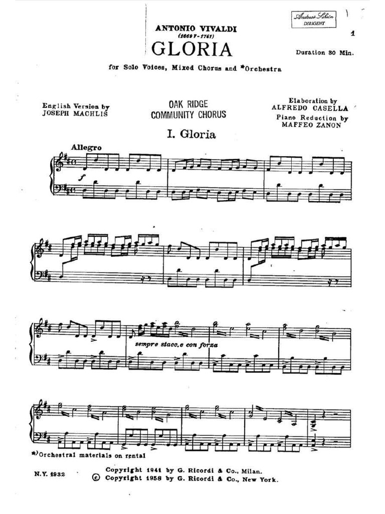 Casella, Alfredo-I. Gloria (coro, piano) | PDF