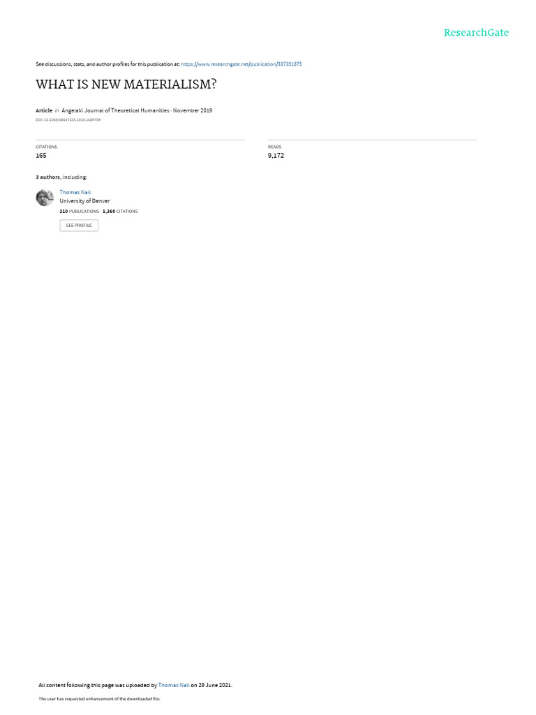 WHAT_IS_NEW_MATERIALISM | PDF | Materialism | Ontology
