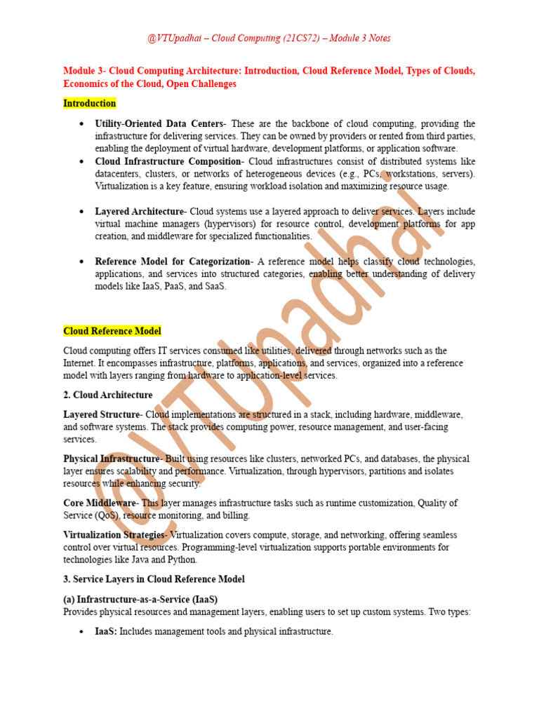 Module 3 Notes | PDF | Cloud Computing | Software As A Service Module 3 Notes | PDF | Cloud Computing | Software As A Service