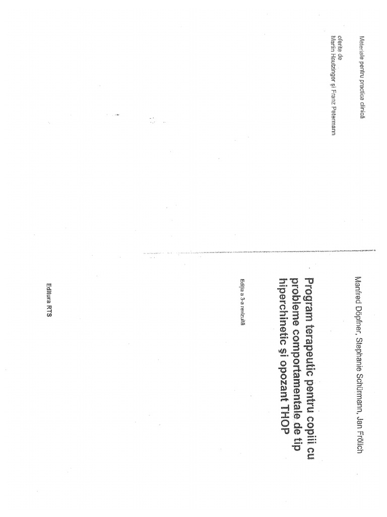 Program Terapeutic Pentru Copiii Cu Probleme Comportamentale de Tip Hiperchinetic Si Opozant ...