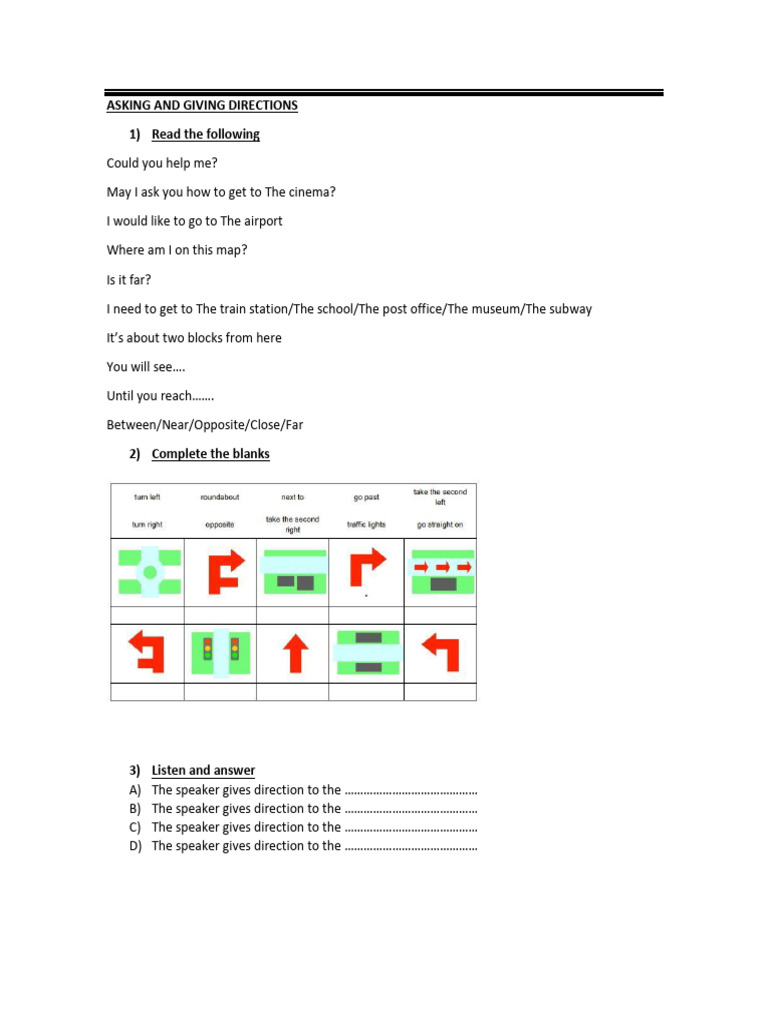ASKING AND GIVING DIRECTIONS | PDF
