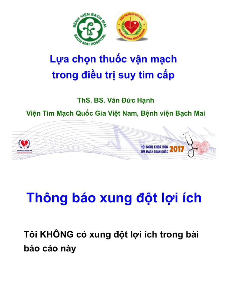 Suy tim cấp - Lựa chọn thuốc vận mạch trong điều trị suy tim cấp (BS Hạnh) 2017 | PDF