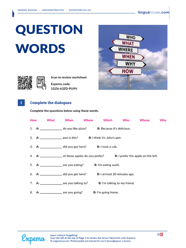 Question Words American English Student | PDF