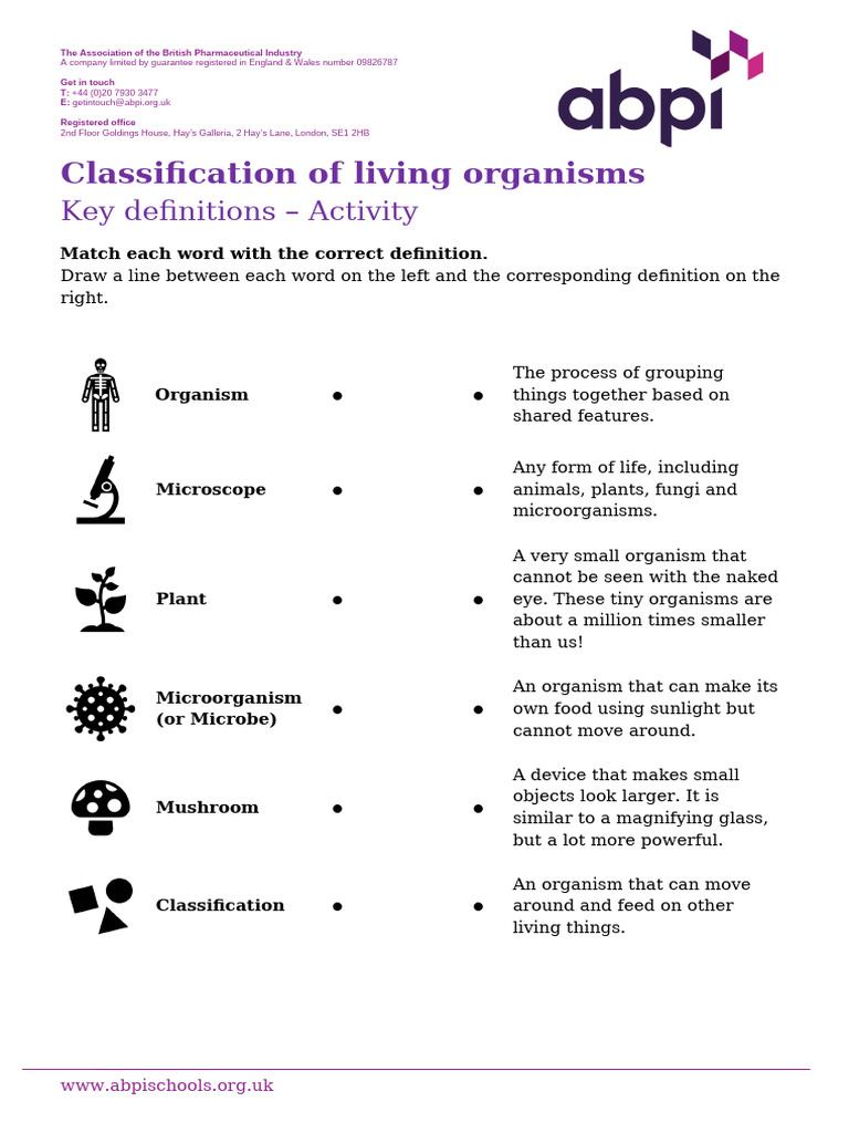 Key Definitions Activity 1 | PDF | Fungus | Microorganism