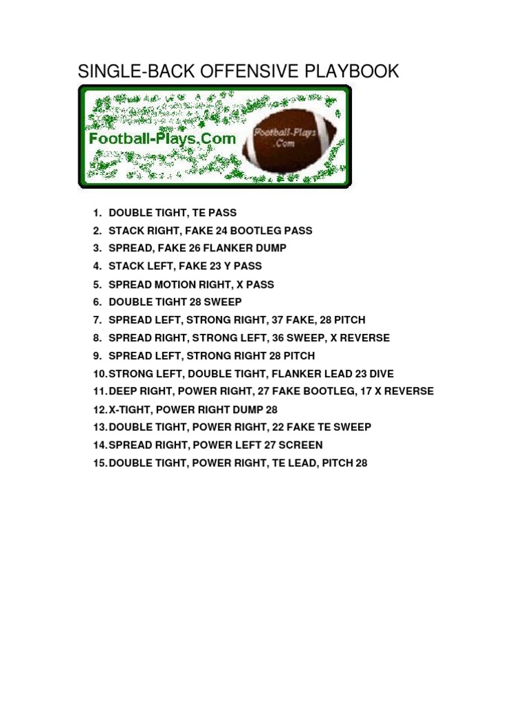 Single-Back Offensive Playbook | PDF | Sport Variants | Team Sports