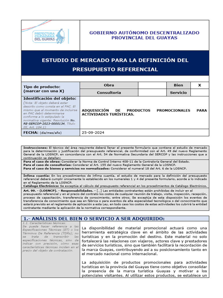 Estudio de Mercado: Productos Turísticos Guayas | PDF | Presupuesto | Marca