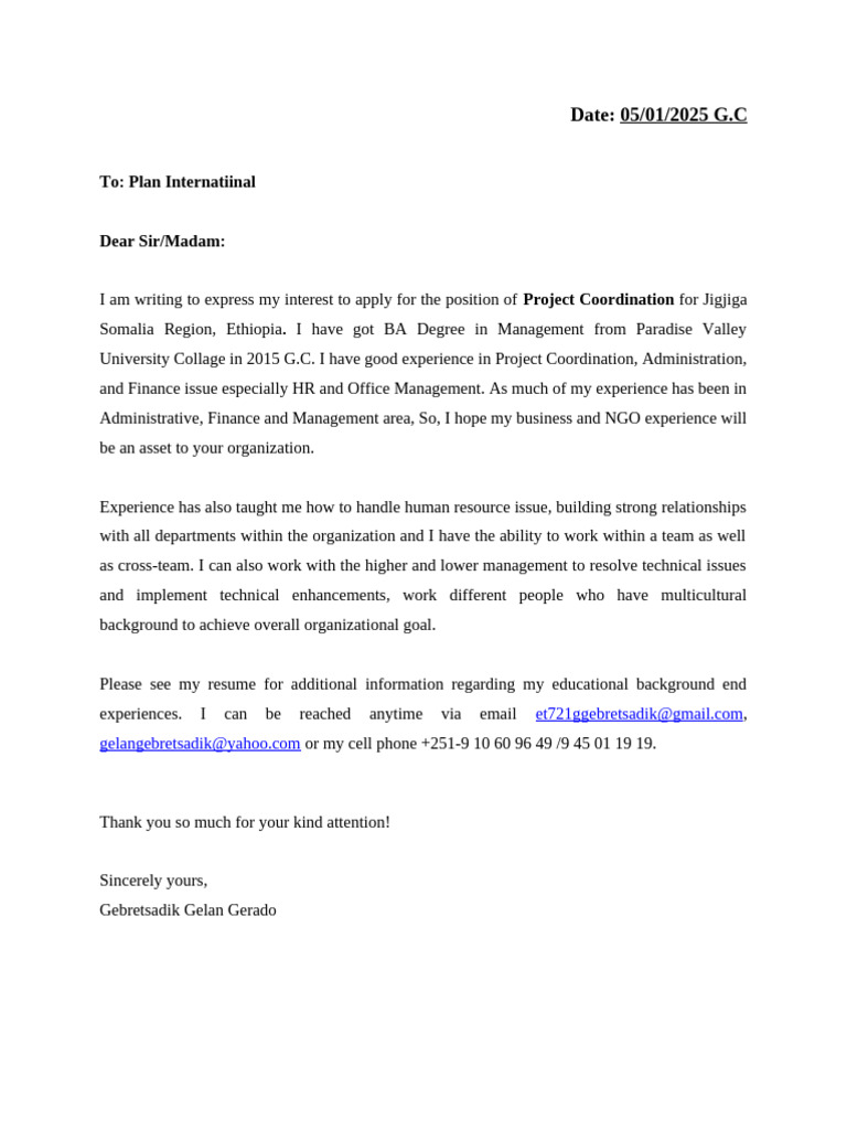 Application Letter To PI | PDF