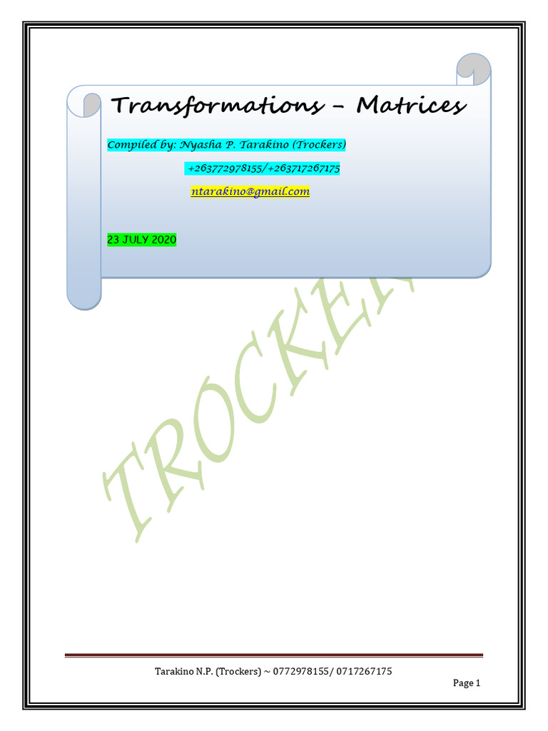 Transformations Using Matrices Guide | PDF | Matrix (Mathematics) | Shape