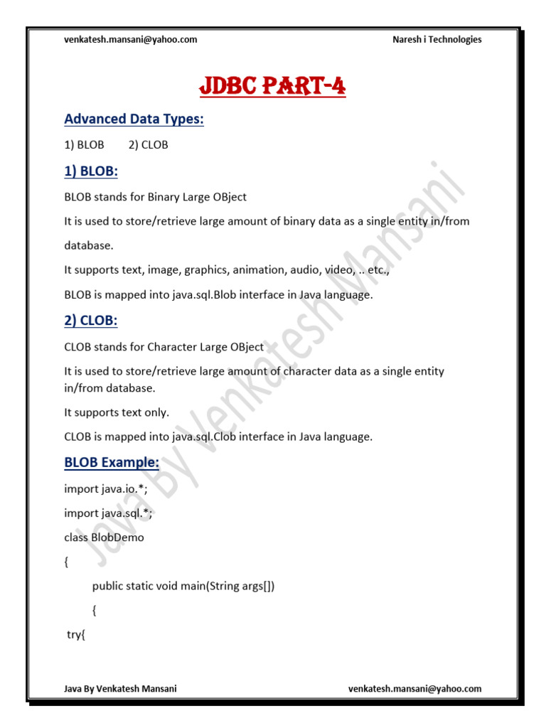 Jdbc Part-4 | PDF | Class (Computer Programming) | Databases