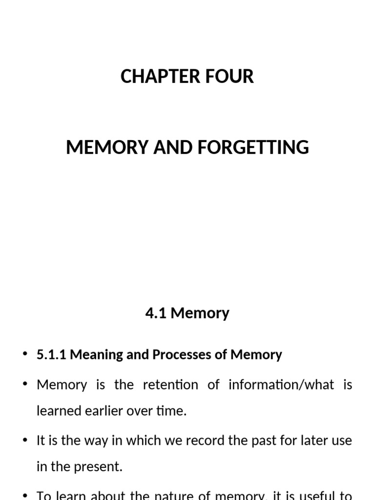 Chapter Four | PDF | Memory | Recall (Memory)