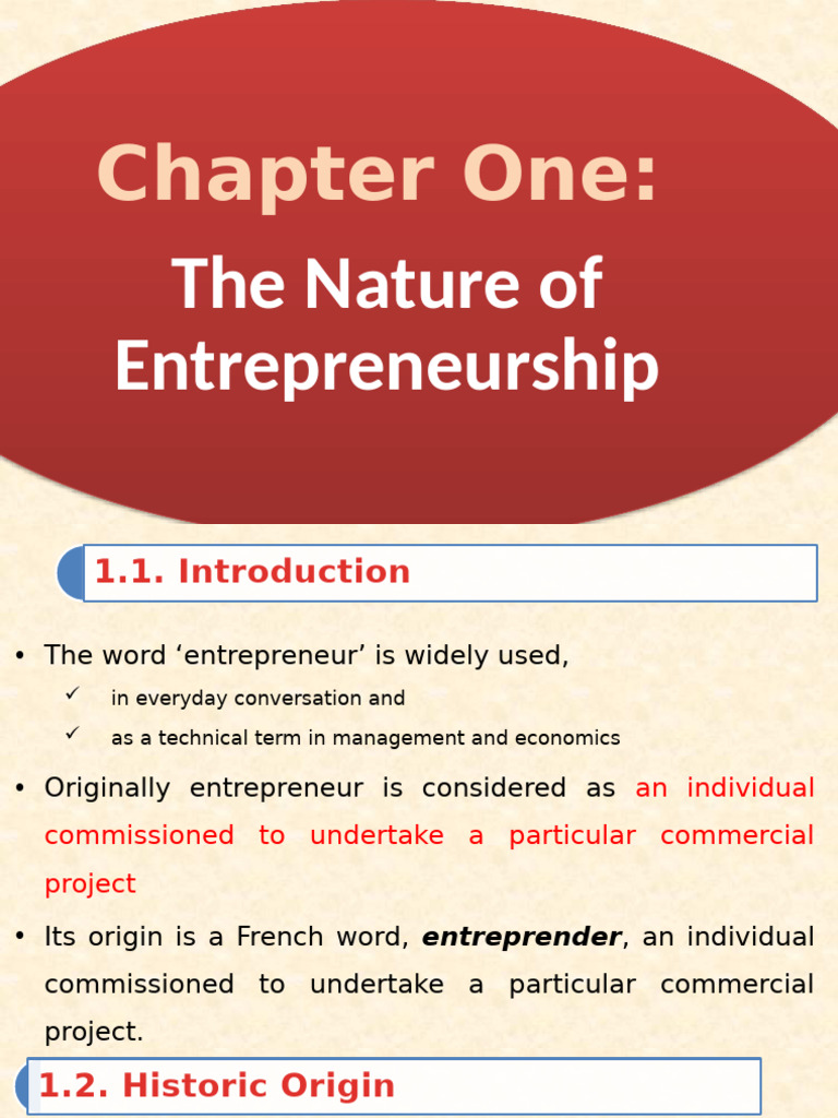 Entrepreneurship - Chapter One | PDF | Entrepreneurship | Business