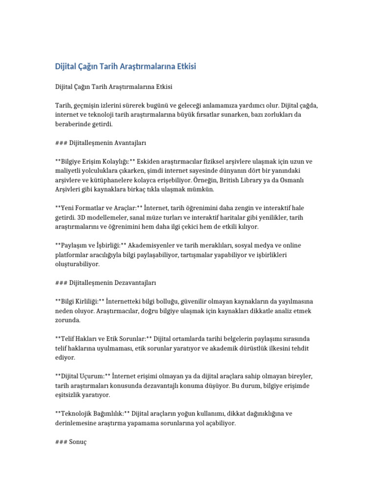 Dijital Cagin Tarih Arastirmalarina Etkisi | PDF