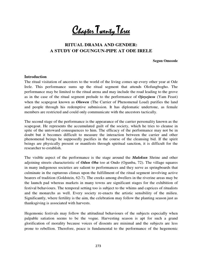 Ogungun-Pipe: Gender and Ritual in Irele | PDF | Rituals | Sigmund Freud
