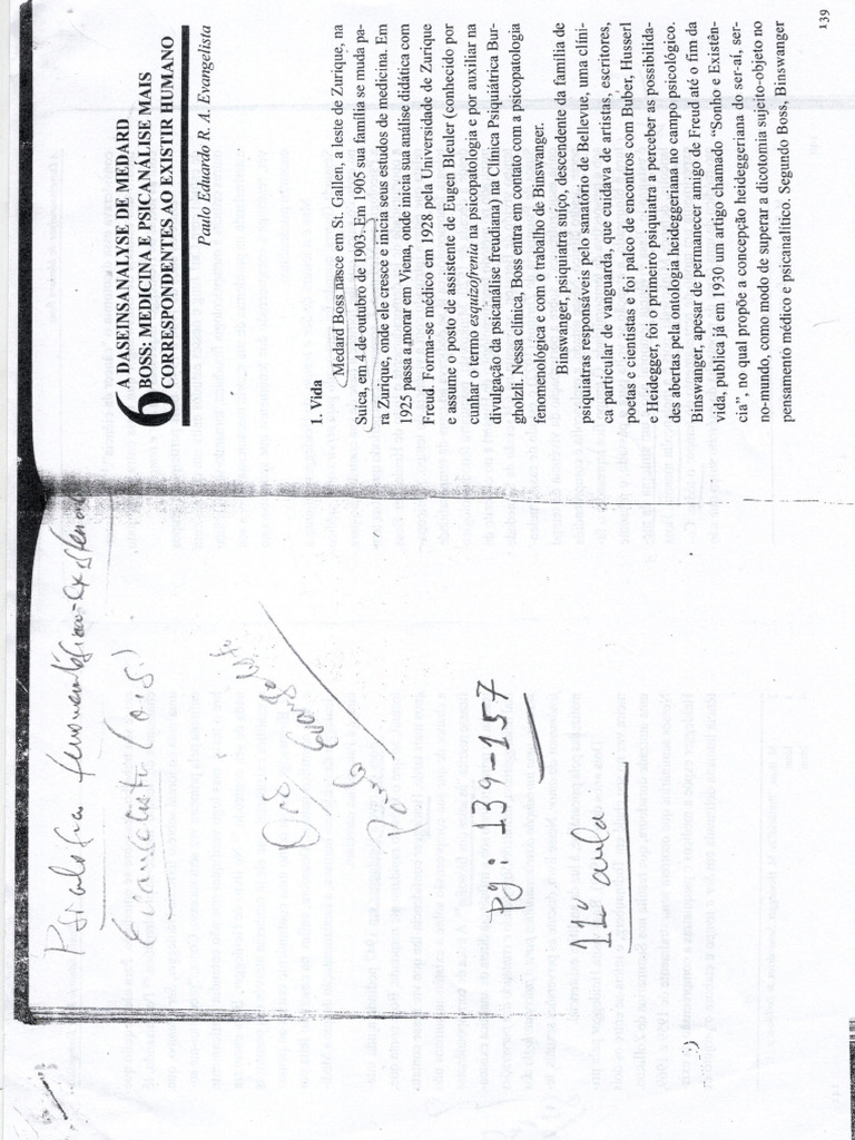A Daseinsanalyse de Medard Boss - Medicina e Psicanálise Mais ...