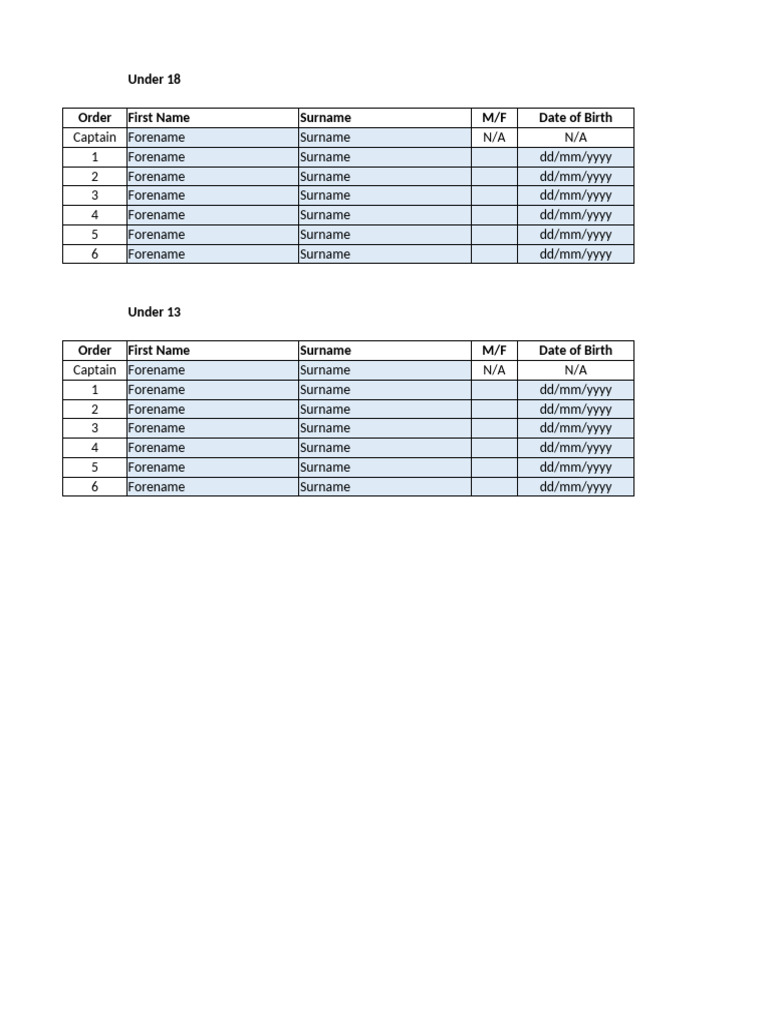 Youth Registration Form Template | PDF