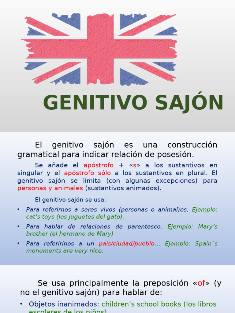 Uso del Genitivo Sajón en Inglés | PDF | Sustantivo | Morfología ...