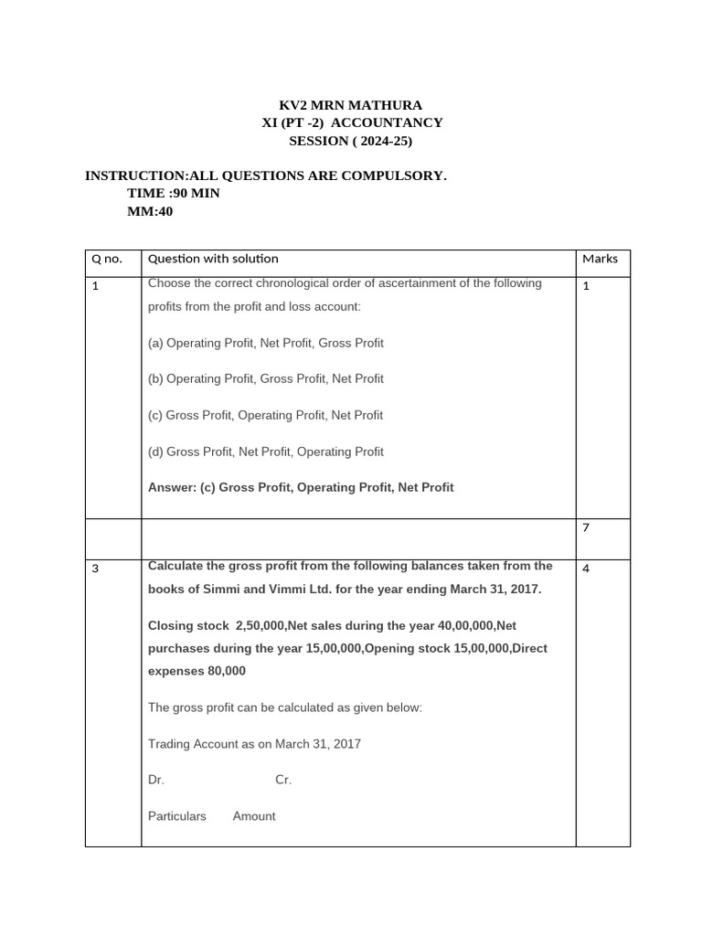 CLASS 11 ACC PT2 MS | PDF | Debits And Credits | Financial Economics