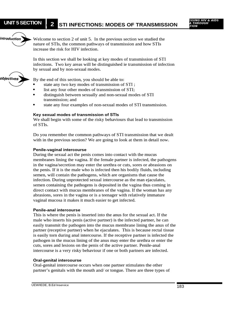 Unit 5 Section 2 Hiv NEW | PDF | Sexually Transmitted Infection | Sexual Intercourse