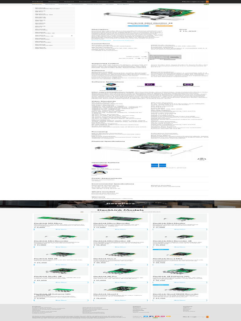 DeckLink - Tech Specs Blackmagic Design | PDF | Hdmi | Video